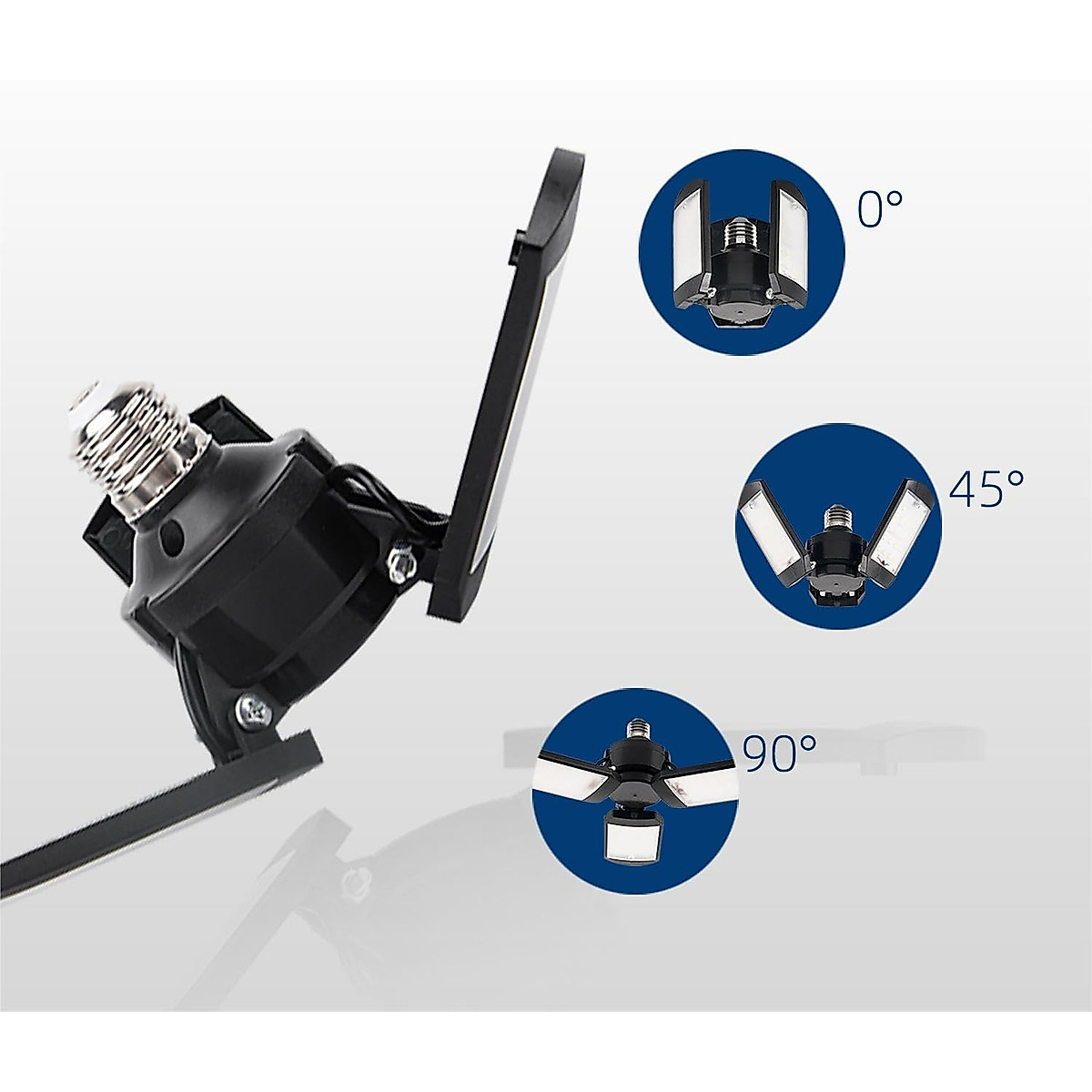 KONPWAY Deformable LED Garage Lights - 4000 Lumen 6500K Daylight 40W, Three Leaf Garage Organization Ceiling Lighting, Pack of 2