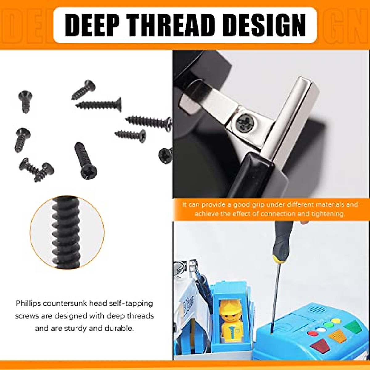 Rustark 1300Pcs M2 M2.6 Black Flat Head Phillips Cross Small Wood Screws Tapping Screws Electronic Screws Assortment Kit 5mm 6mm 8mm 10mm 12mm 16mm Tapping Screws Small Metric Micro Screw Set