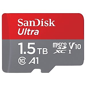 SanDisk 1.5TB Ultra microSDXC UHS-I Memory Card with Adapter - Up to 150MB/s, C10, U1, Full HD, A1, MicroSD Card - SDSQUAC-1T50-GN6MA [New Version]