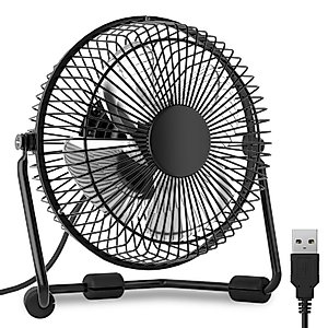 mollie 4-Inch Small USB Desk Fan for Home Office Bedroom Mini Personal Desktop Air Circulator Ultra Quiet Cooling Table Fan Adjustable Tilt Black