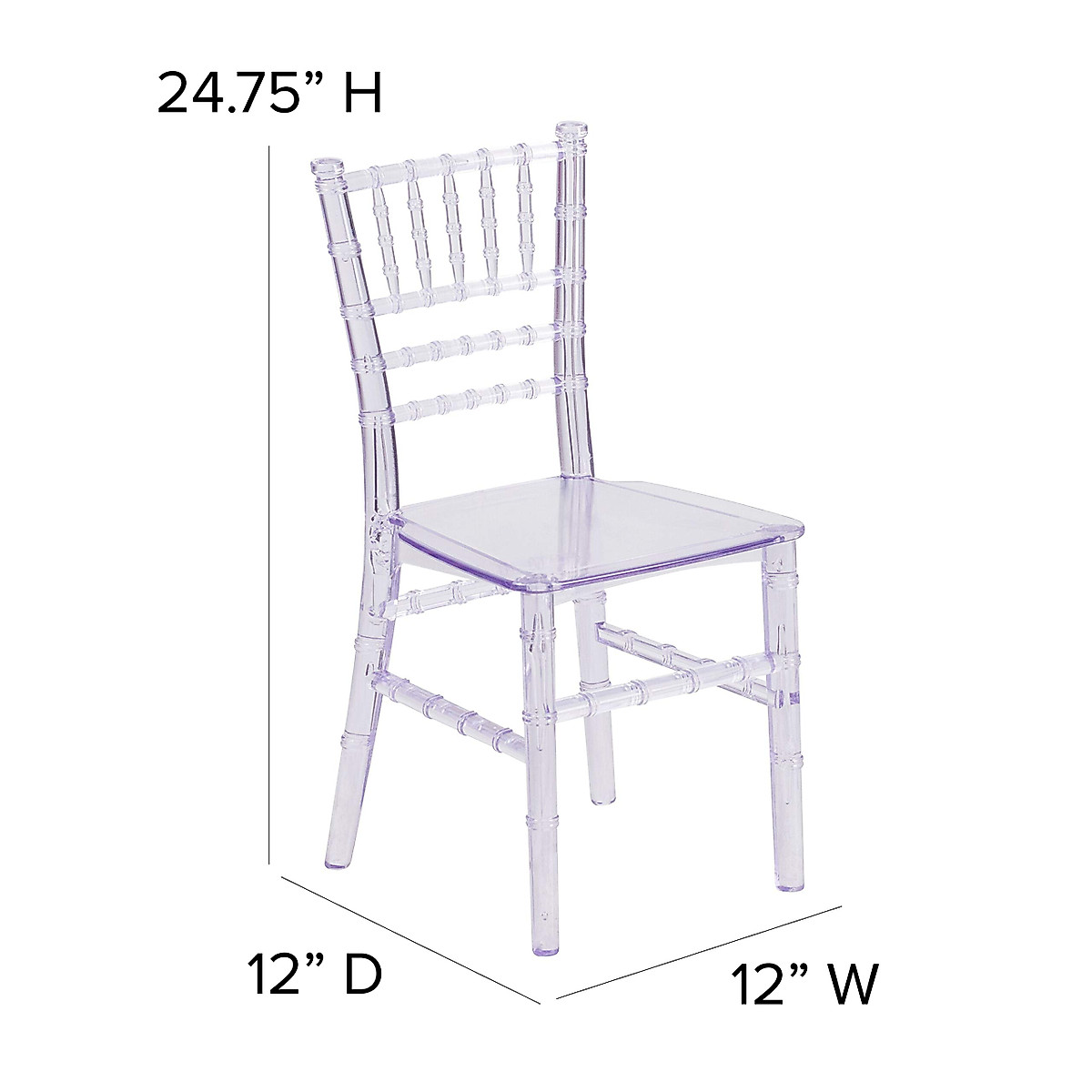BizChair 10 Pack Child’s Transparent Crystal Resin Party and Event Chiavari Chair for Commercial & Residential Use