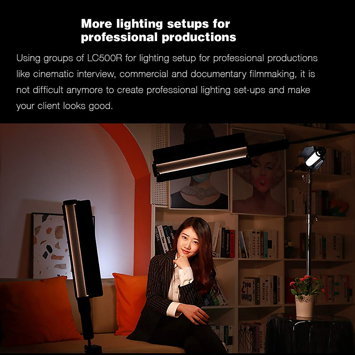 Godox LC500R RGB LED Light Stick, 2500K-8500K Adjustable, 360° Full Color, 14 FX Lighting Effects, CRI 96 TLC I98 Accurate Color, 0-100% Dimmable, Creative Music Mode