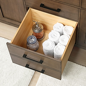 OVE Decors Maya Plus 72 in. Double Sink Bathroom Vanity in Almond Latte Finish, Black Hardware and Included Power Bar