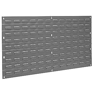Akro-Mils 30136 Louvered Steel Wall Panel Garage Organizer, (36 x 19-Inch), Grey, (1-Pack) & 30210YEL AkroBins Plastic Storage Bin Hanging Stacking Containers, (5x 4x 3Inch), Pack of 24, Yellow