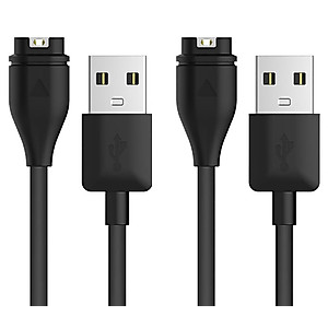 Vivosmart 5 Charger Replacement USB Data Sync Charging Cable Wire Compatible with Garmin Vivosmart 5 Fitness Tracker, Black - 2Pack