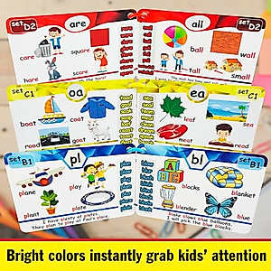 Phonics Flash Cards - Learn to Read in 20 Phonic Stages - Digraphs CVC Blends Long Vowel Sounds - Phonics Games for Kids Ages 4-8 Kindergarten First Second Grade Homeschool Educational
