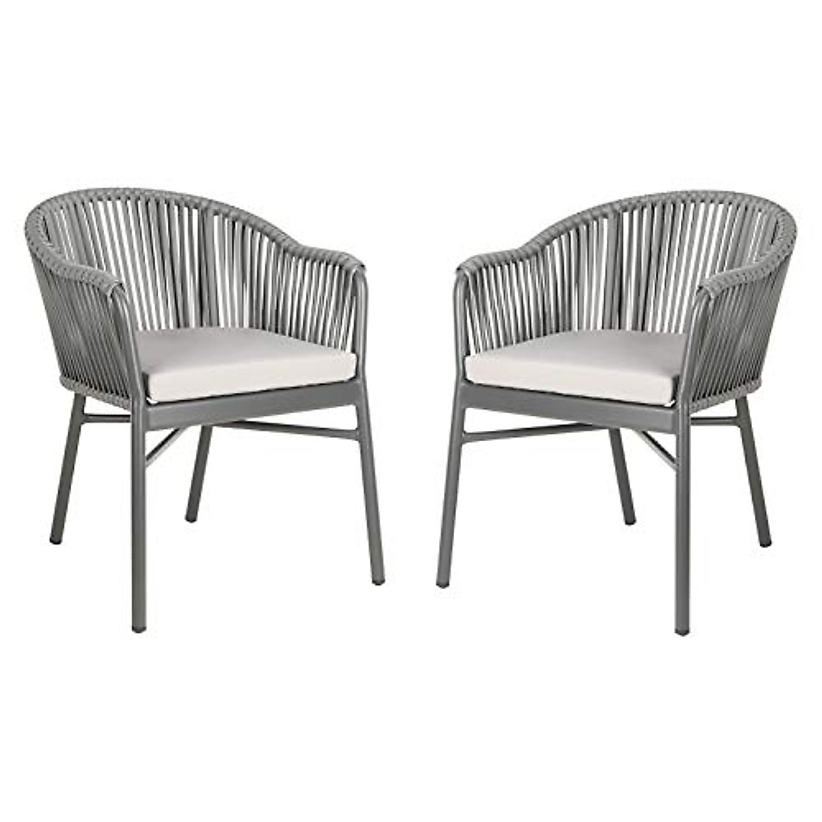 SAFAVIEH Outdoor Collection Stefano Grey Stackable Rope Chair (Set of 2)