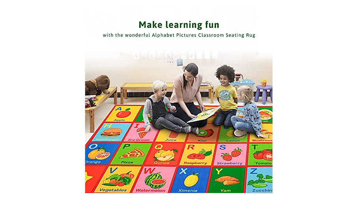 ABCarpet Yellow Alphabet Classroom Rug - Learn & Play!