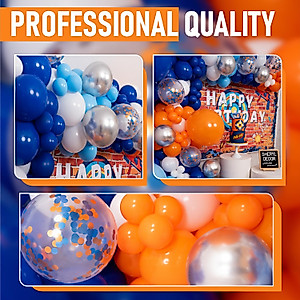 ALL-IN-1 Blue and Orange White Balloons Arch Kit & Garland – Small and Large White Orange and Blue Balloons – Orange and Blue Party Decorations & Supplies for Birthday Party, Nerf, Blippi, Graduation