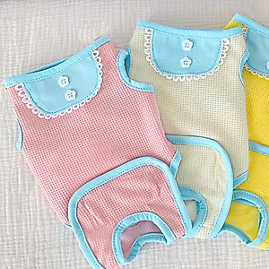 Dog Surgery Recovery Suit After Surgery Pet Recovery Shirt Dog Abdominal Wounds Anxiety Vest Calming Shirt Female Dog Sanitary Panties Jumpsuit for Dog Surgical Recovery Suit(DRS02-Beige-S)