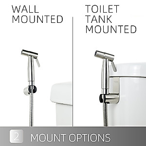 Vayzluiy Handheld Toilet Bidet Sprayer for Toilet-Adjustable Water Pressure Control with Bidet Hose for Feminine Wash, Stainless Steel Brushed Nickel Cloth Diaper for Baby Wash (Stainless Steel, 1)