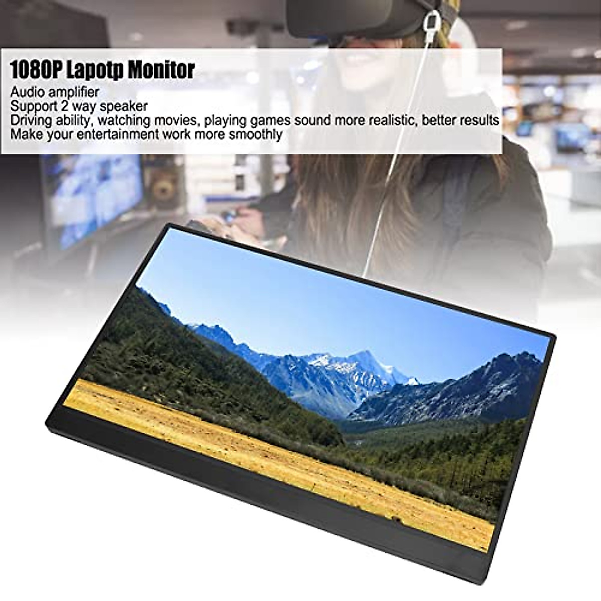 Zooke 15.6 Touch Screen Portable Monitor, 1080p Gaming Monitor with IPS Touchscreen, 2 Way Powered USB C, Eye Care, Dual Speakers, Second Monitor for Laptop, Smart Phone, Office, Travel