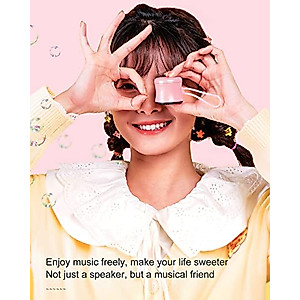 EWA A119 Mini Bluetooth Speaker with Lanyard, Small Speaker with Bass Radiator, IPX7 Waterproof, Tiny but Powerful, Cute Metal Wireless Portable Speaker (Rose-Gold)