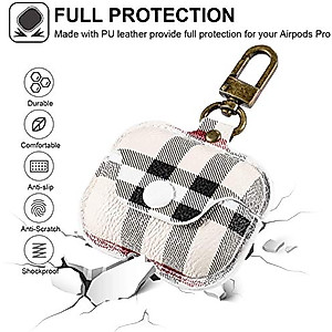 AirPods Pro Case Cute with Keychain Leather Protective Shockproof AirPods 3 Case Cover for Apple AirPods Pro Charging Case - Girl and Women Gift (B)