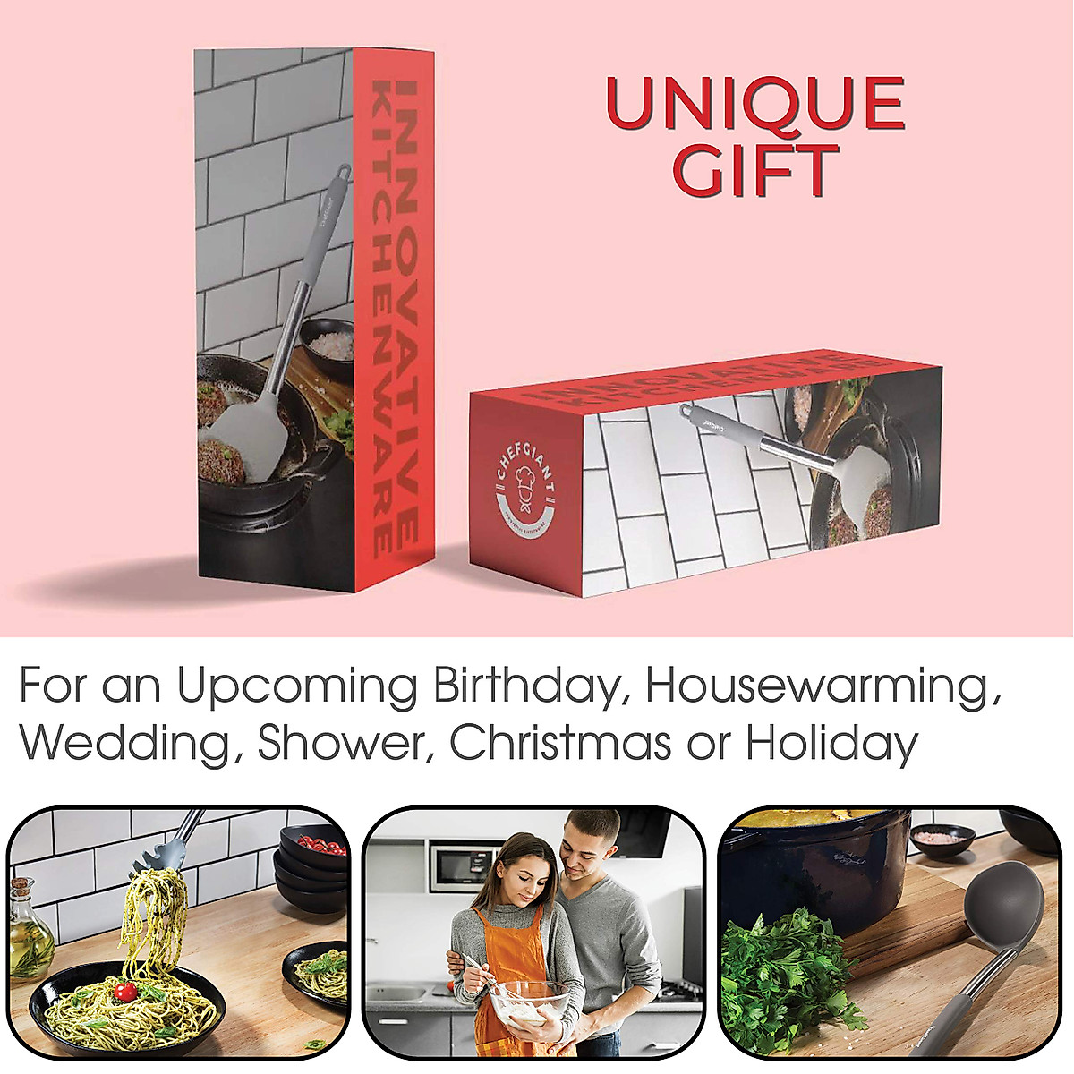 Silicone Cooking Utensils Set - Stainless Steel Handle, 15 Piece Kitchen Utensil Sets | Nonstick, Heat Resistant, BPA Free & Dishwasher Safe | Grey