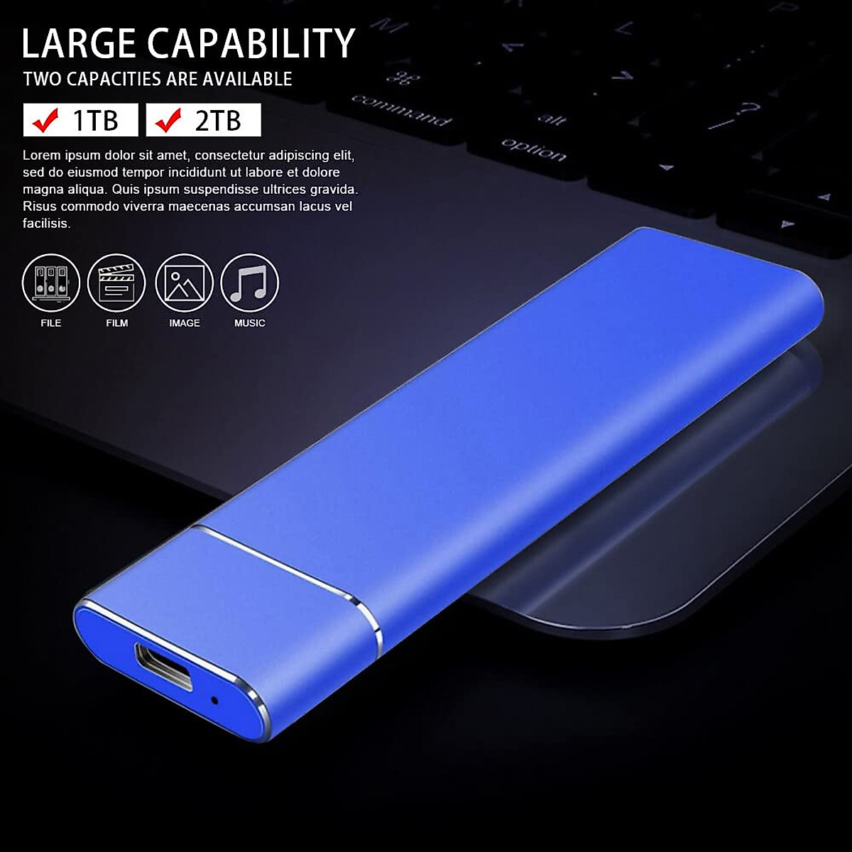 Mobile Portable Solid State Hard Disk for Laptops Desktop Computers Shockproof Durable Hard Disk Red 2TB