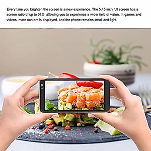 Zyyini Rino4 Pro Unlocked Phone, 5.45inch Full Screen Face Recognition Smartphone, Dual SIM, 2G/32G, Dual Camera Ultrathin 3G Gaming Cell Phone for Android 6, Support 128GB Memory Card(Black)