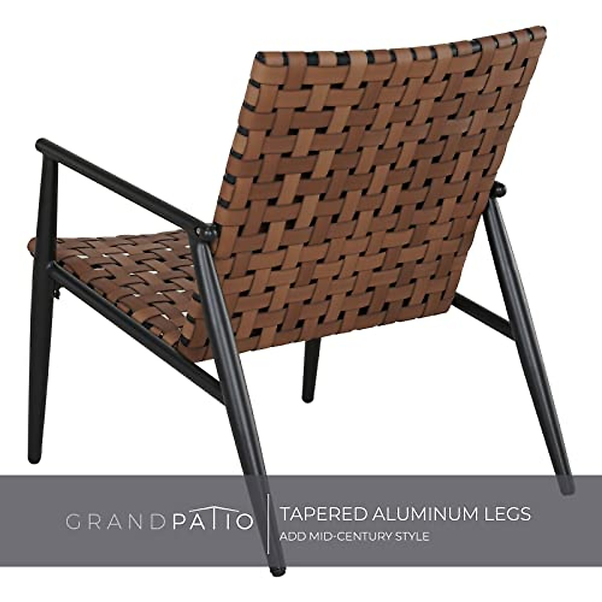 Grand patio Outdoor Aksel Series Conversation Chairs Set of 2 All Weather Wicker Patio Chairs with Powder Coated Aluminum Frame Bistro Set for Garden Backyard Balcony Brown