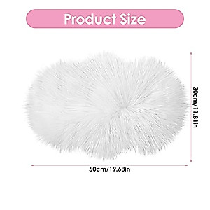 WLLHYF Mini Faux Fur Rug 20 Inches Irregular Area Rug Cushion Fluffy Chair Cover Seat Pad Ultra Soft Art Nail Mat Christmas Decoration for Living Room Sofa Bedroom Floor