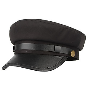 GEMVIE Unisex Classic British Flat Top Fisherman Hat Cotton Breton Fiddler Hat Black