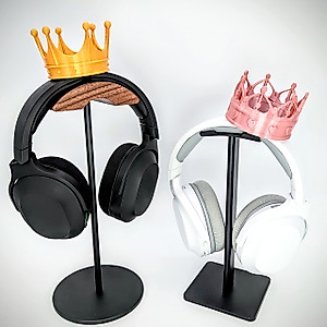 BeamTeam3D Crown for Headphones - Princess and Crown Headphone Attachment in Various Colors with Self Fastener - Cosplay Ears Attachment for Gamers and Streamers (Gold, Hearts)