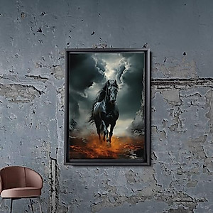 Majestic Black Stallion Galloping In The Clouds, Black Horse On Salt Flats, Canvas Print, Black Horse Print, Black Horse Wall Art, Canvas Prints, Wall Decor