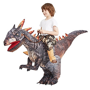 GOOSH Inflatable Dinosaur Costume Riding Stegosaurus for Kids Halloween Costumes Boys Girls 48IN Funny Blow up Costume for Halloween Party Cosplay(4-6 Yrs)