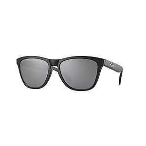 Oakley OO9245 Frogskins Low Bridge Fit Square Sunglasses, Matte Black/Prizm Black Polarized, 54 mm