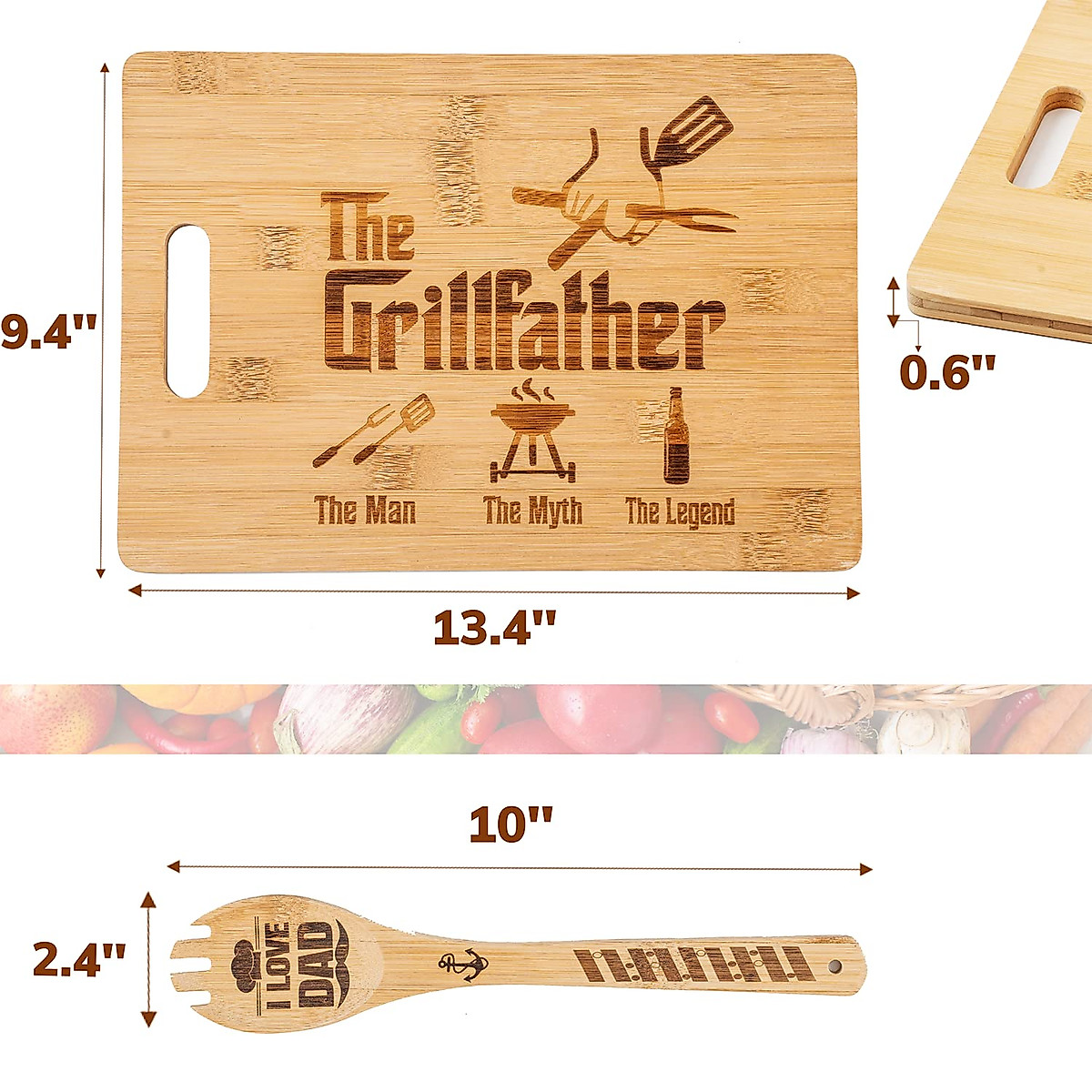 KOLWOVEN Dad Cutting Board Gifts for Dad from Daughter, Christmas Gifts for Dad from Daughter, Gifts For Father Day from Son, Daughter, Gifts for Husband from Wife (Dad Cutting Board Gifts)