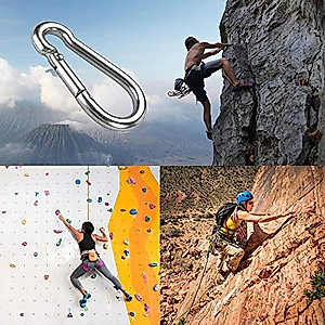 GRANDBUY 4 Inch Large Spring Snap Hook Carabiner, 304 Stainless Steel Snap Hook Heavy Duty Carabiner Clip, Stainless Steel Spring Snap Hook Carabiner Carabiner Outdoor (4 inch,2 Pack)