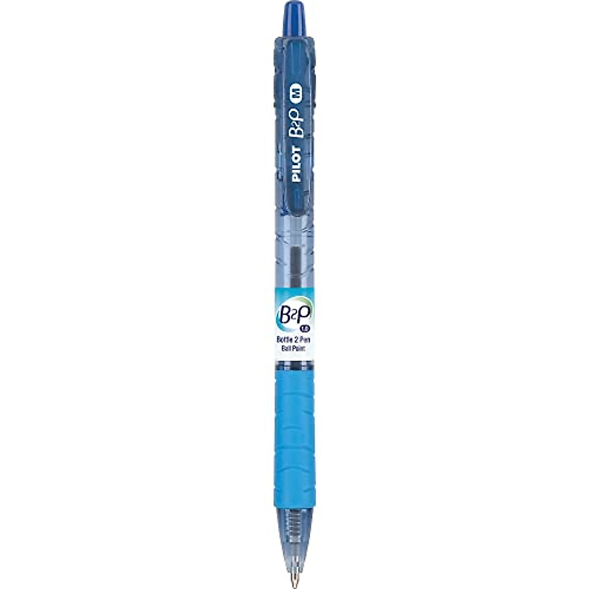 Pilot® B2P "Bottle To Pen" Retractable Ballpoint Pens, Medium Point, 1.0 mm, 86% Recycled, Translucent Blue Barrels, Blue Ink, Pack Of 12