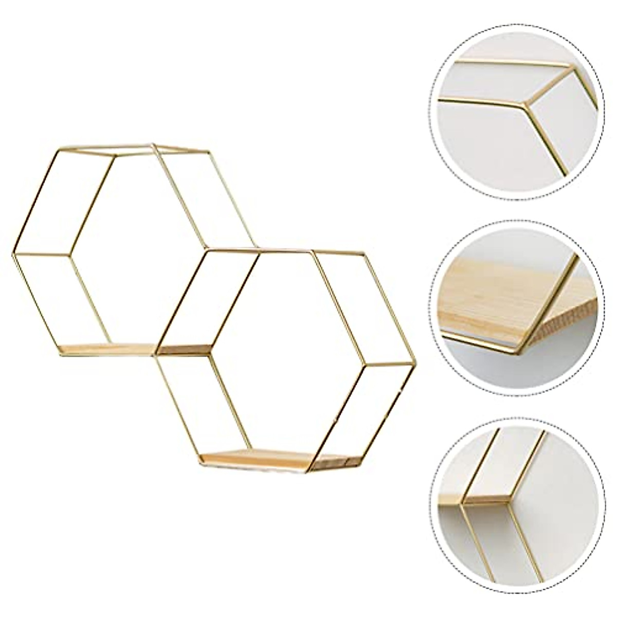 Garneck Hexagonal Floating Shelves Wall Mounted Farmhouse Storage Shelves for Bedroom Living Room Bathroom Kitchen Office Wall Organizer