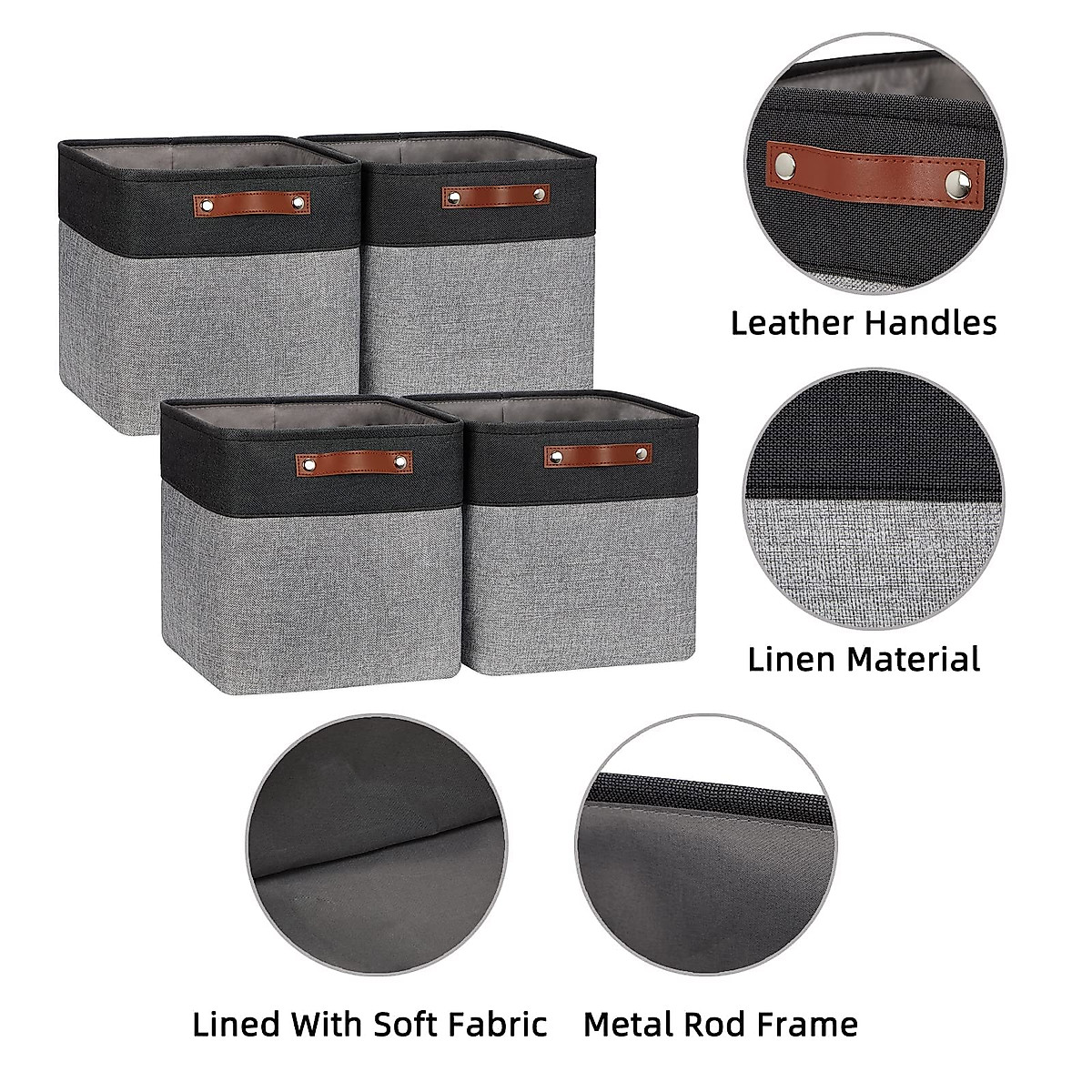 HNZIGE Small Fabric Storage Baskets for Home Organizing
