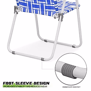 Magshion Folding Webbed Lawn Beach Chair for Adults, Lightweight Steel Frame, Portable Outdoor Camping Chairs for Fishing, Patio, Yard & Garden, Support to 250 lbs (2-Pack, Blue)