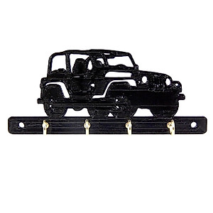 4x4 Rock Crawler Off Road Offroad Key Rack Holder Hanger Key Hooks - Four Hooks Installed - 6" Wide x 2 1/3" Tall x 3/16" Thick
