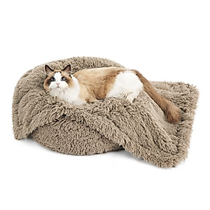 Bedsure Waterproof Dog Blankets for Small Dogs - Calming Cat Blanket for Couch Protector Washable, Long Faux Fur Pet Throw Blanket for Puppy, Reversible Furniture Protection, 25"x35", Brown