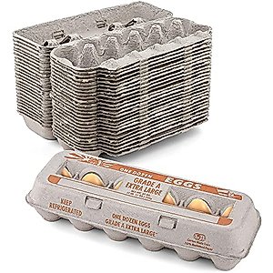 Printed Natural Pulp Egg Cartons Holds Up to Twelve Eggs - 1 Dozen Extra Large - Strong Sturdy Material Perfect For Storing Extra Eggs - by MT Products (25 Cartons) - Made in The USA