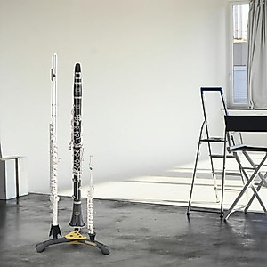 Lumintrail Hercules Flute/Clarinet Stand & Piccolo Stand w/ Carrying Bag, DS543BB, Foldable, 2 Clarinet/Flute Pegs & 1 Piccolo Peg, w Cleaning Cloth