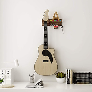 WELLAND Guitar Wall Hanger Guitar Holder Wall Mount, Guitar Accessories Rack with Pick Holder & 3 Hooks