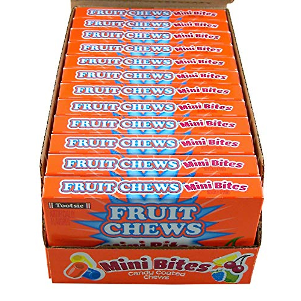 Fruit Chews Mini Bites Candy Coated Chews Movie Theater Box, 3.5 oz (Case of 12)