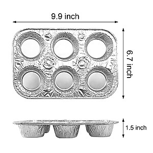 RTUDOPUYT 15 Pc Disposable Muffin Tins, 6-Cup Cupcake Aluminum Pans, Favorite Cupcake Tin Size For Baking Cupcakes Muffins And Mini Pies - Standard Size