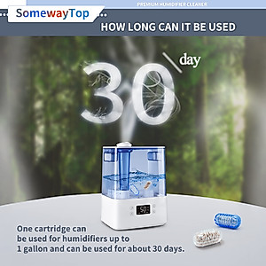 [2024 VER] 20X Humidifier Cleaner, Demineralization Cartridge for Humidifier Compatible with Protec Demineralization Cleaning Ball, Homedics Humidifier Filter Replacement & Humid Clean Cartridge