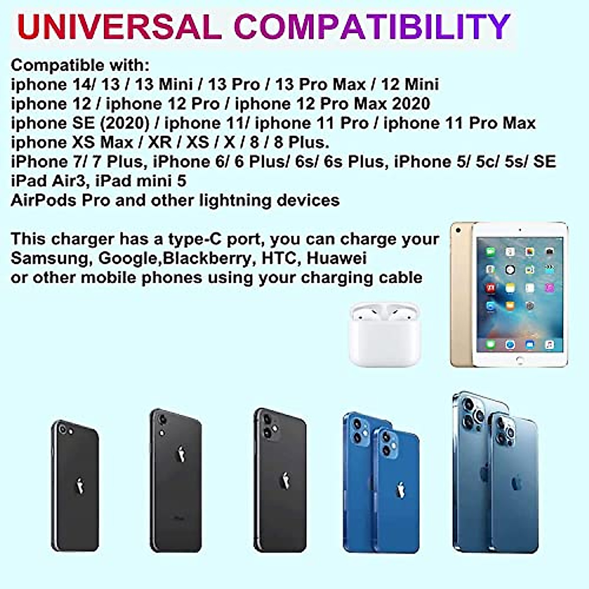 iPhone Fast Charger, [2-Pack] Power Adapter 20W PD USBC Charging Block 【Apple MFi Certified】 Super Fast Chargers Wall Plug with 5 ft Cords for iPhone 14/13/12/11/10 iPad Charger iPhone 14 Charger