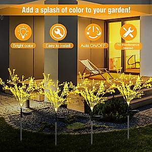 4 Pcs Solar Canola Flowers Lights- 30" Solar Garden Lights Outdoor Decorative Flowers Stake Lights Warm White LED Night Light for Garden Patio Yard Lawn Porch Walkway Spring Landscape Decoration