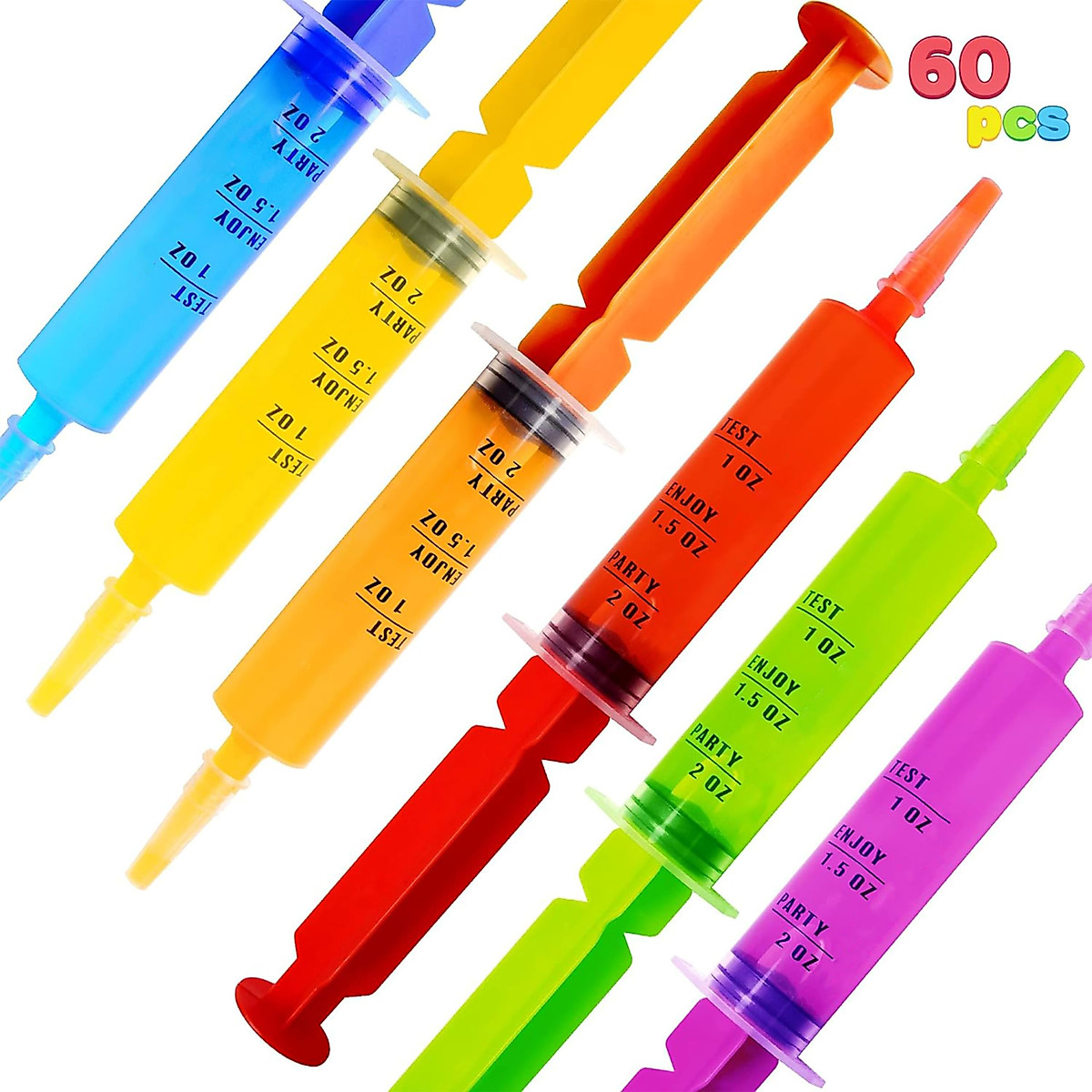 JOYIN 60 Pcs Charge Syringes with Caps, Reusable Party Springe for Charge for Halloween Party, Thanksgiving day, Christmas and Birthday Parties
