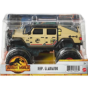 Matchbox Jurassic World Dominion Jeep Gladiator 1:24-Scale Truck with Large Wheels, Toy and Car Collectible for Dinosaur Fans