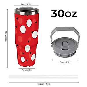 SYJTGDE Large Capacity Car Cup Red White Polka Dot Fashionable Upgrade Car Cup Advanced And Beautiful Travel Cup