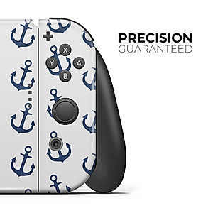 Design Skinz - Compatible with Nintendo Switch Lite - Skin Decal Protective Scratch-Resistant Removable Vinyl Wrap Cover - White and Navy Micro Anchors