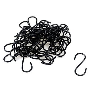 Meprotal 50pcs S Hooks 1.7inch, Black Mini Ornament Hooks Iron Hooks Hanger Small S Hooks for Hanging Jewelry Kitchenware Plants