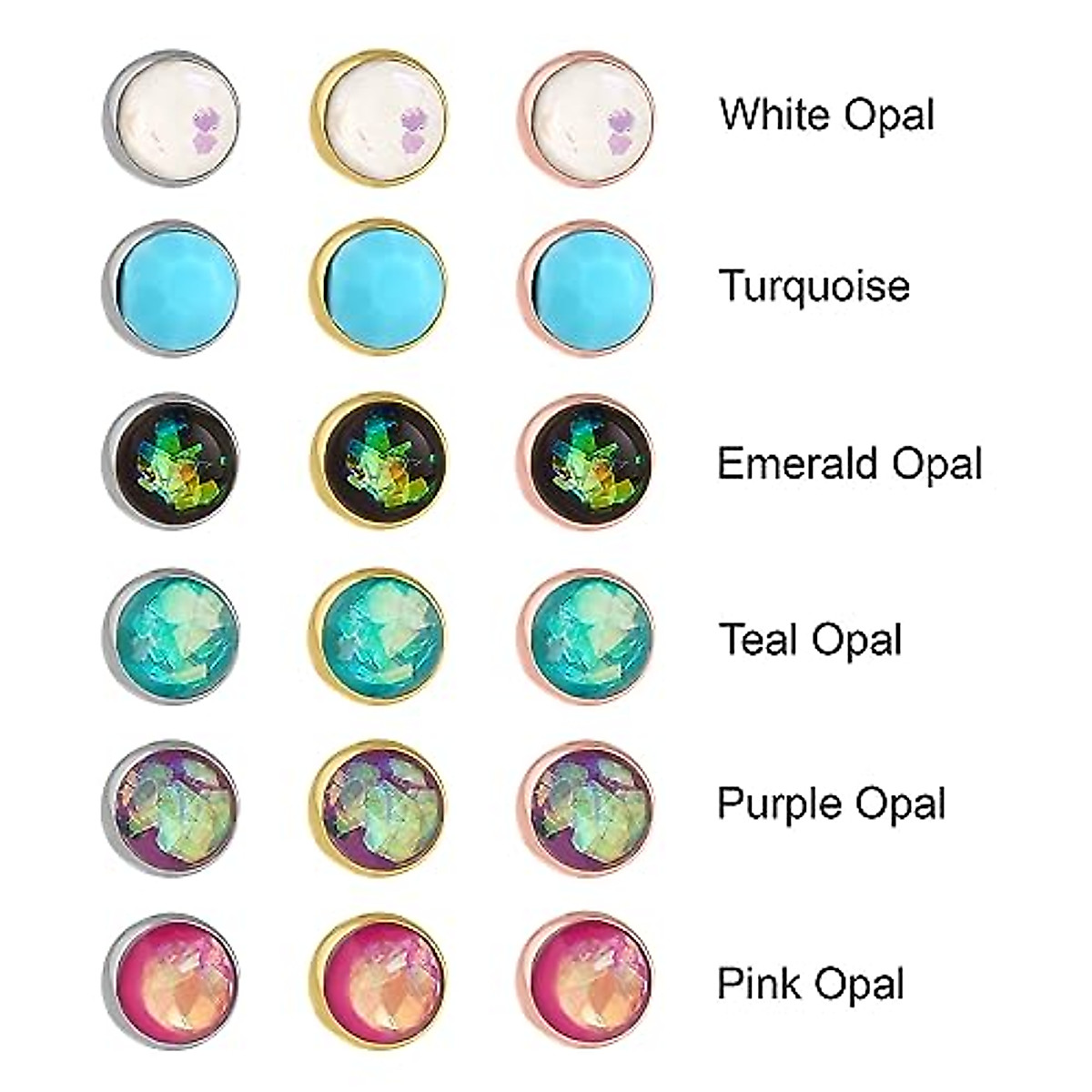 Rose Gold-Tone 316L Surgical Steel Lbend Nose Ring 2mm Simulated Faux Teal Opal 20G